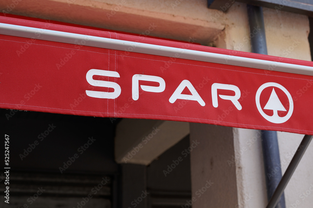 Spar supermarket logo facade sign and text brand market shop entrance ...