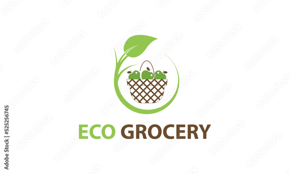 new green eco grocery logo, grocery store logo design idea template ...