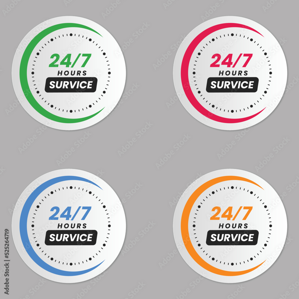 24/7 hours service logo set Stock Vector | Adobe Stock
