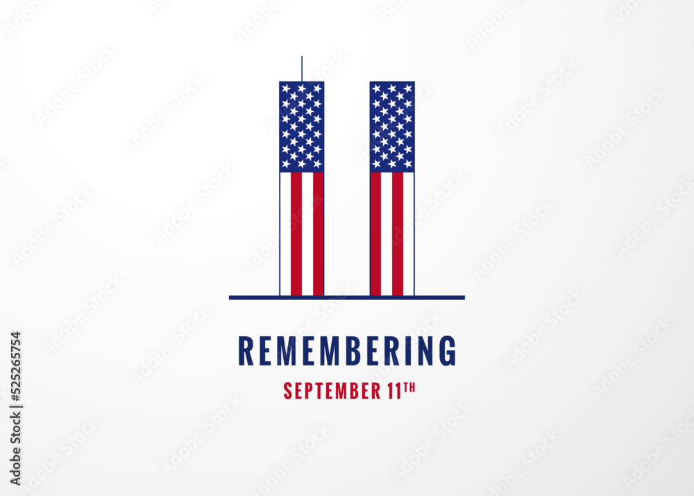Remembering Patriot day 9.11, We will never forget. Vector Illustration of the Twin towers ...