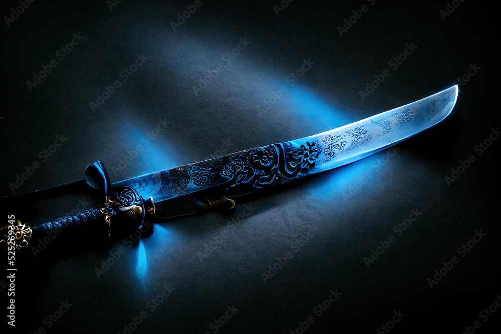 Shinning Blade. Sharp Knife with Mystery Pattern. Delicate Short Sword ...