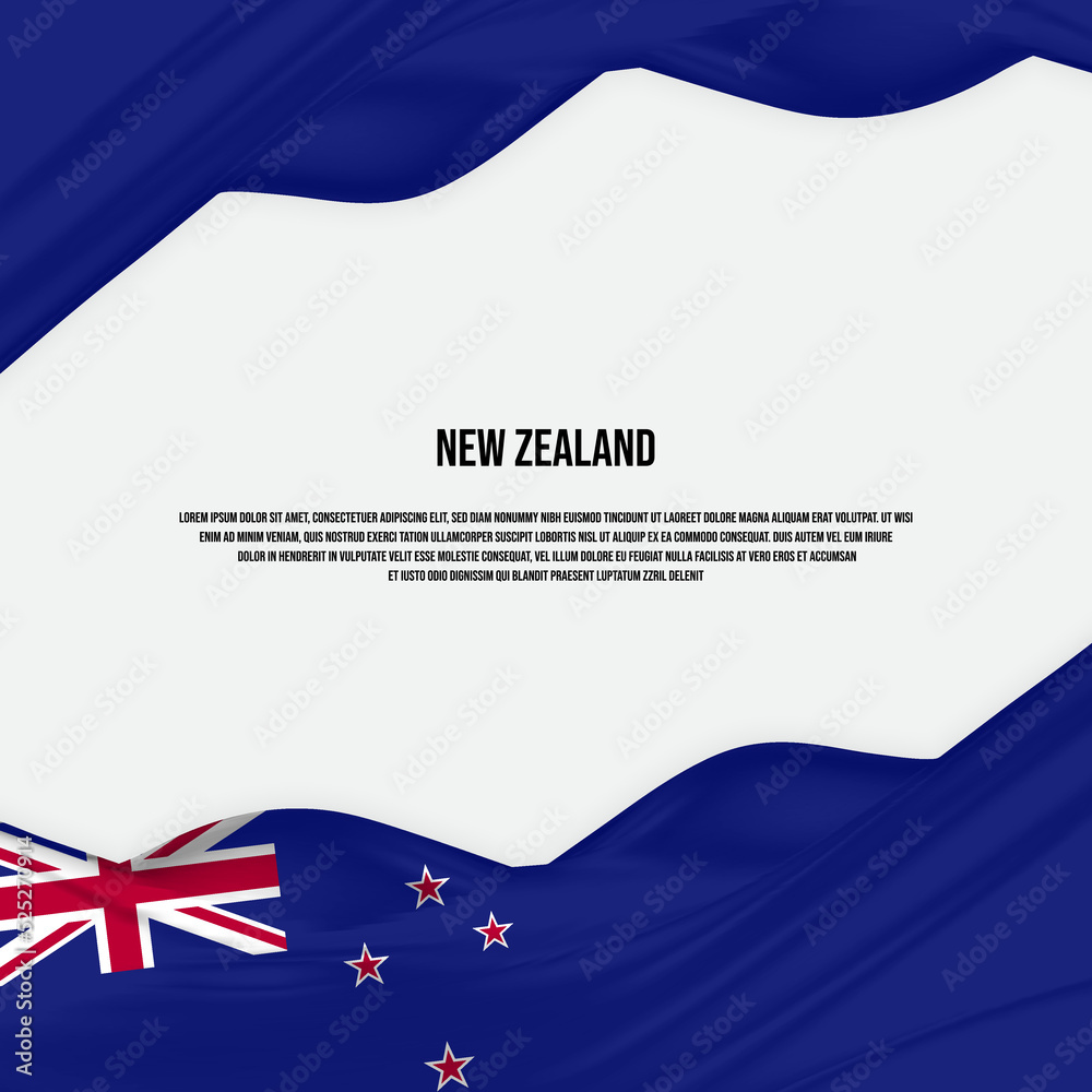New Zealand flag design. Waving New Zealand flag made of satin or silk ...
