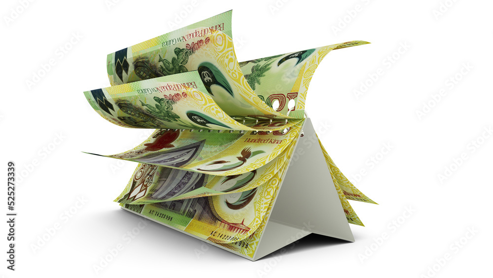 Calendar made of Papua New Guinean kina notes isolated on white ...