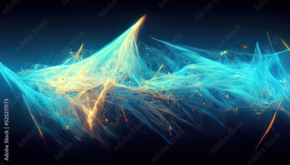 Electrical particles, lightning shock. Plasma, voltage illustration ...