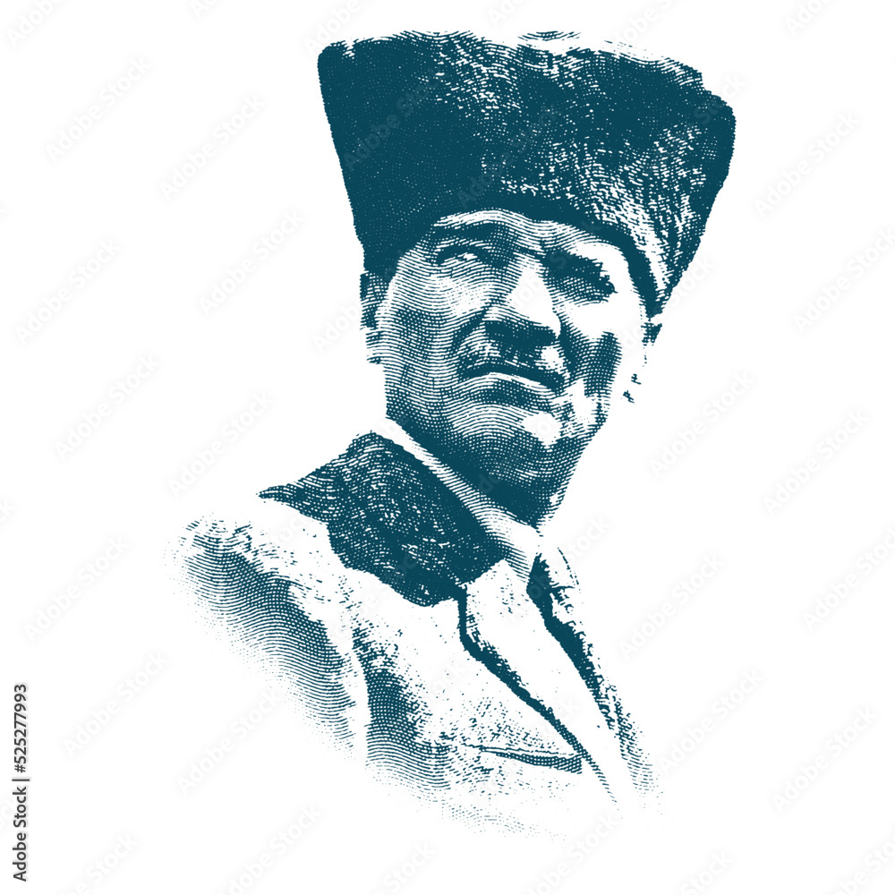 Isolate Portrait of Mustafa Kemal Atatürk (1881-1938), founder and ...