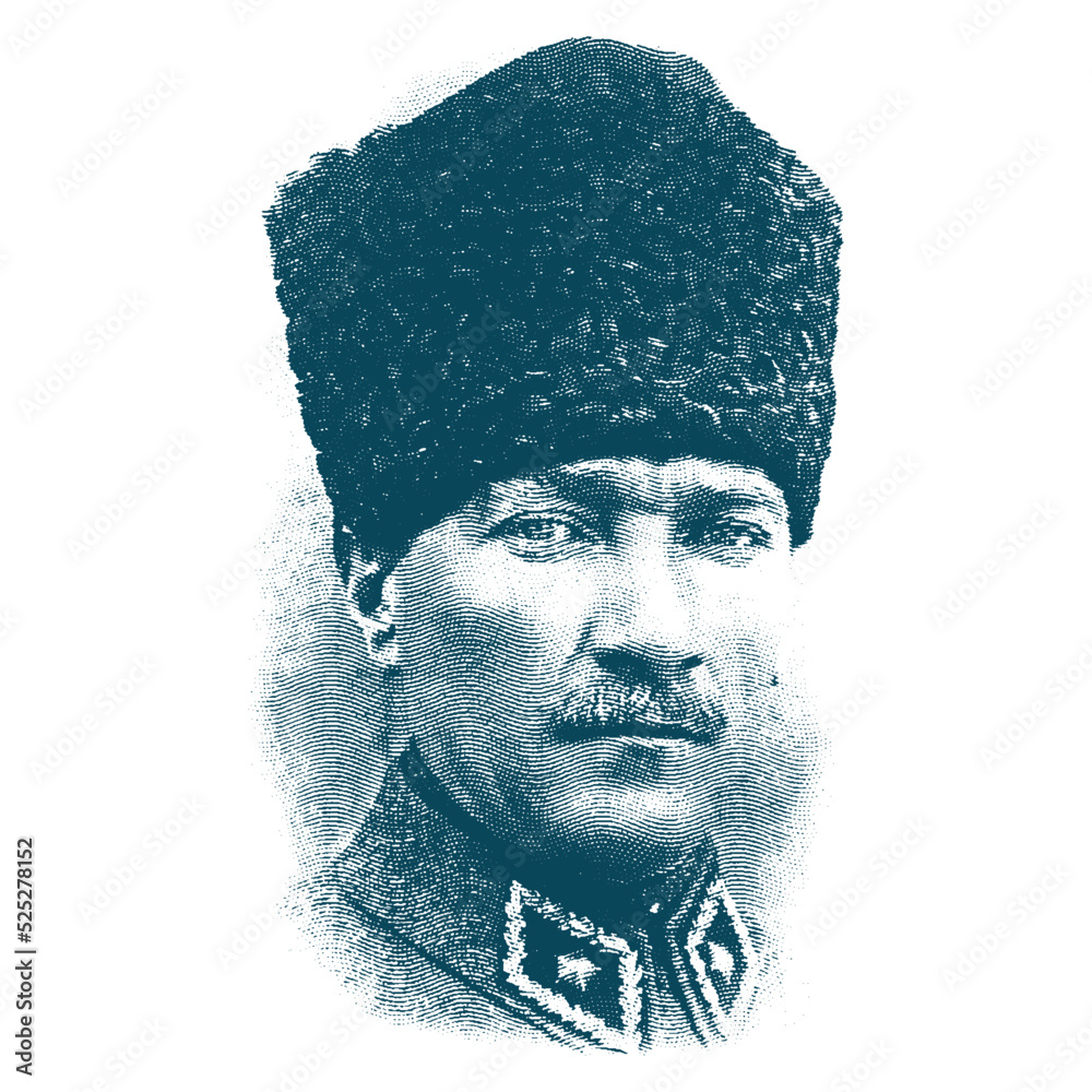 Poster Isolate Portrait of Mustafa Kemal Atatürk (1881-1938), founder ...