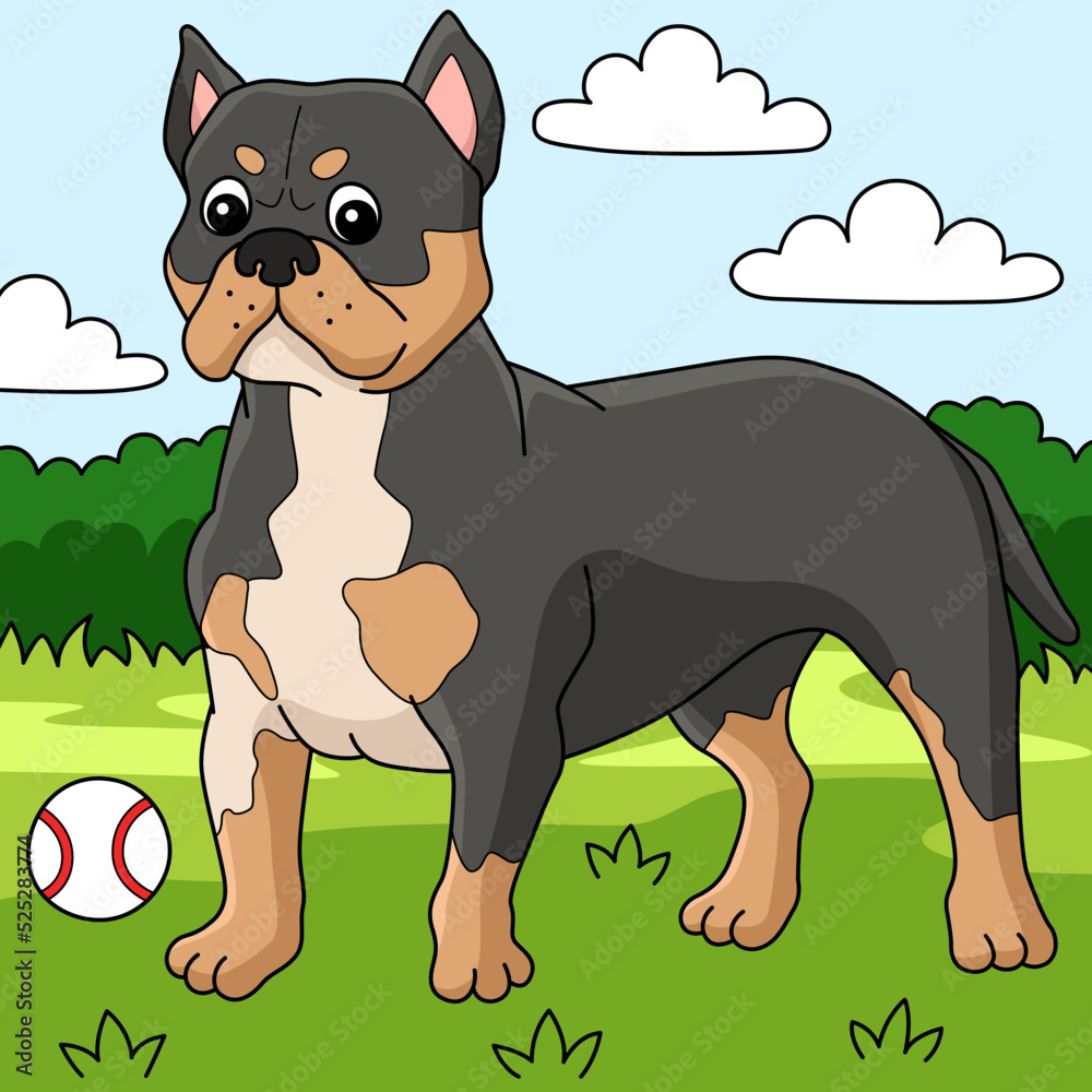 American Bully Dog Colored Cartoon Illustration Stock Vector | Adobe Stock