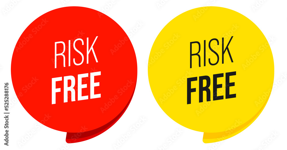 Risk free label design. Promotional sale tag, sticker or badge vector ...