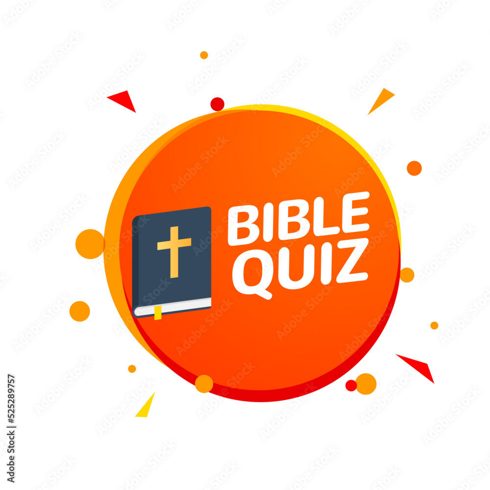 Bible quiz game banner logo icon. Cartoon bible quiz background vector ...