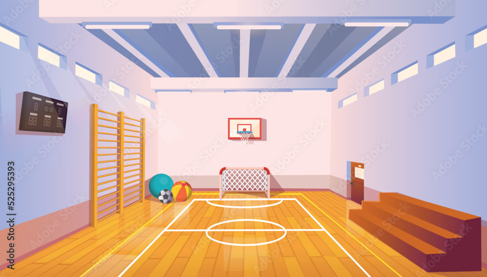 Interior school corridor with doors and lockers vector illustration ...