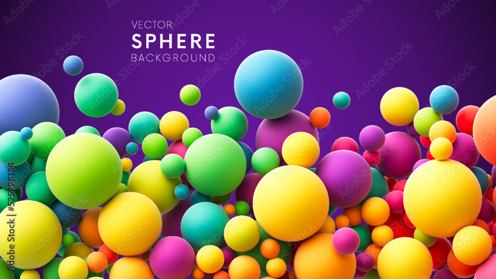Abstract background with Colorful rainbow matte soft balls in different ...