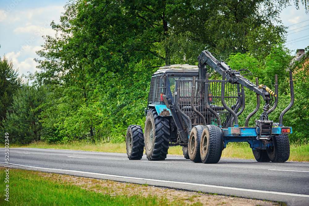 Tree harvester vehicle, forestry tractor for harvesting wood,.Tractor ...