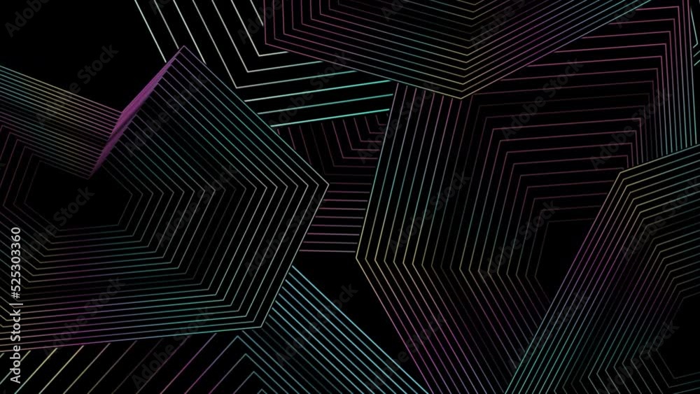 Black abstract background with holographic polygonal linear shapes ...
