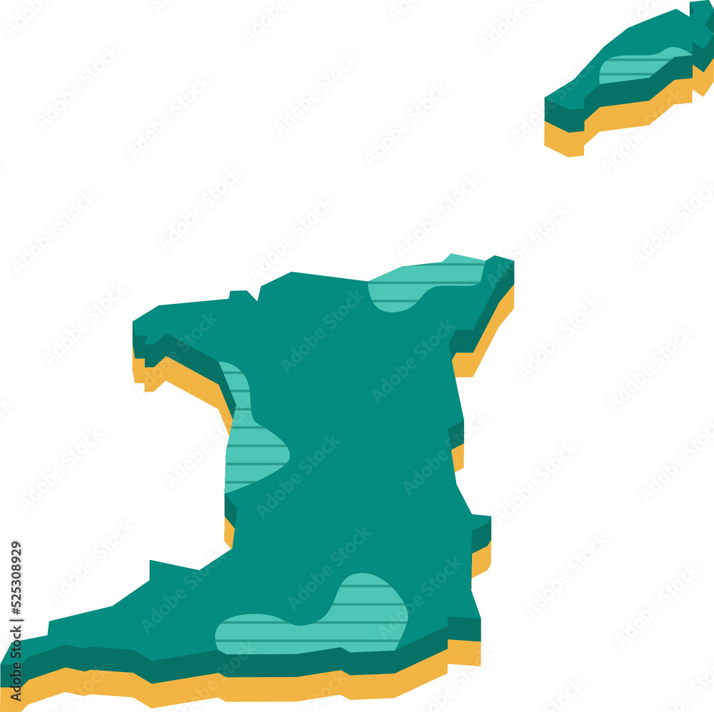 3d vector map of Trinidad and Tobago. Stock Illustration | Adobe Stock