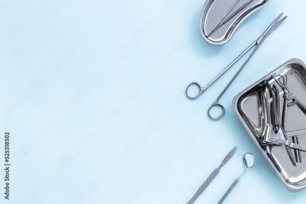 Dental or surgical instruments in steel tray at doctor desk Stock Photo ...