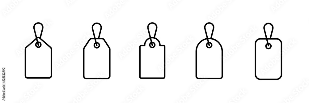 Outline price tag different shapes. Discount sale tag. Blank paper ...