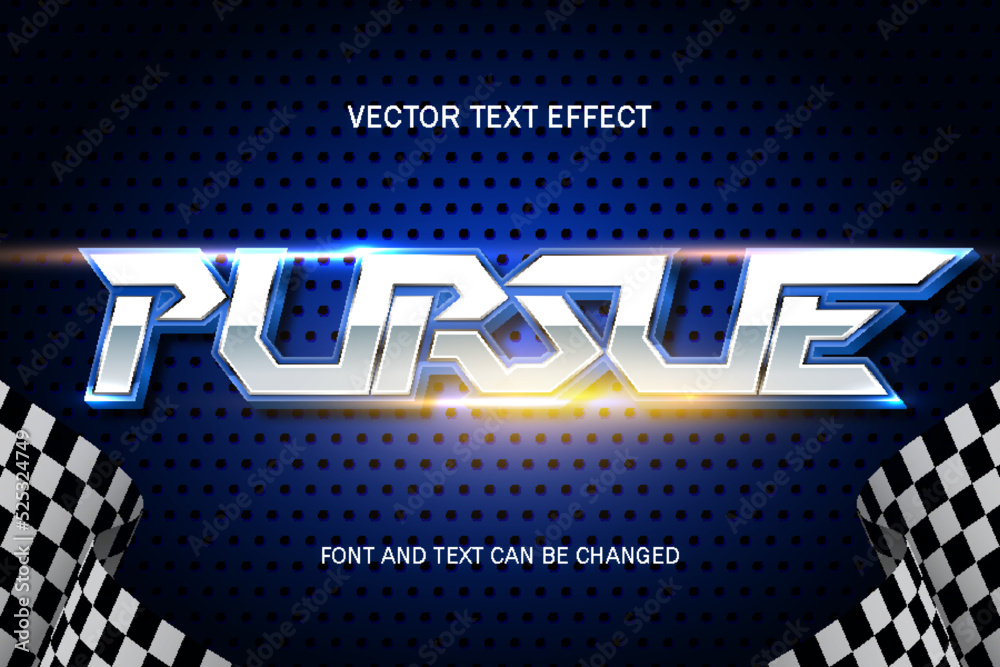 pursue blue racing font typography lettering 3d editable text effect ...