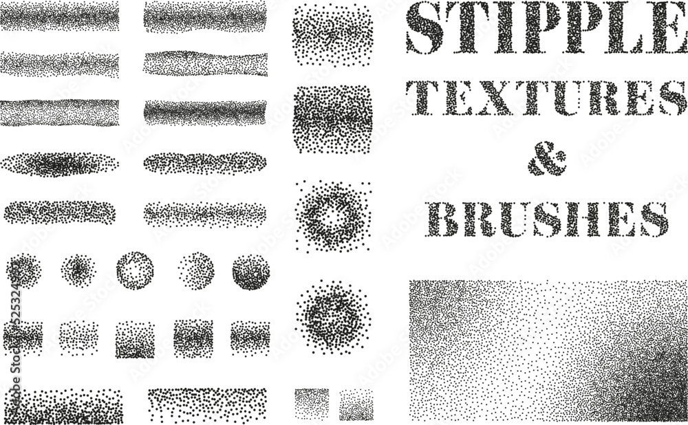 stipple brushes and textures collection, vector illustration Stock Vector | Adobe Stock
