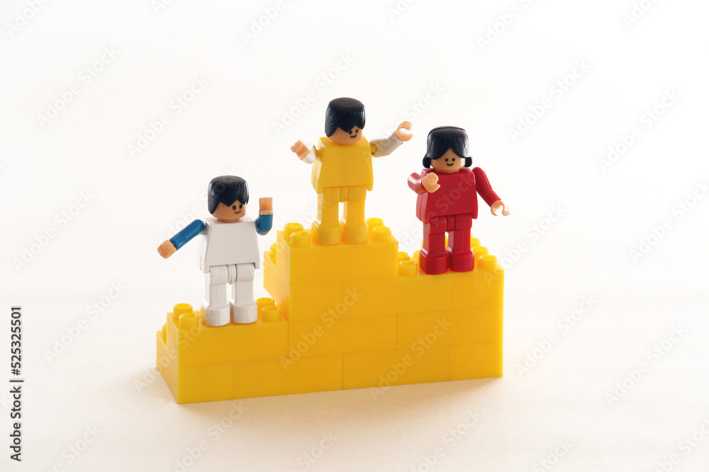 Winners podium. First, second and third place. Characters who won a ...