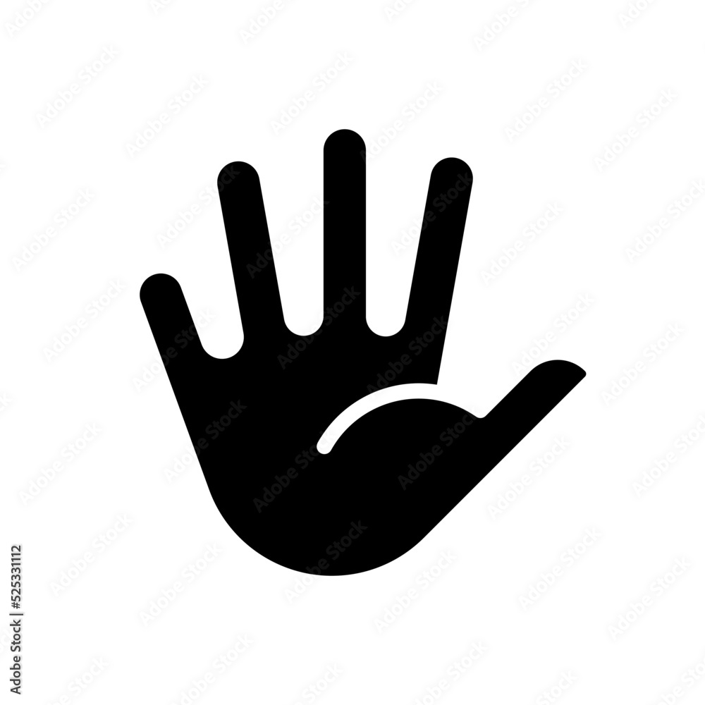 Hand with splayed fingers black glyph icon. Non verbal communication ...