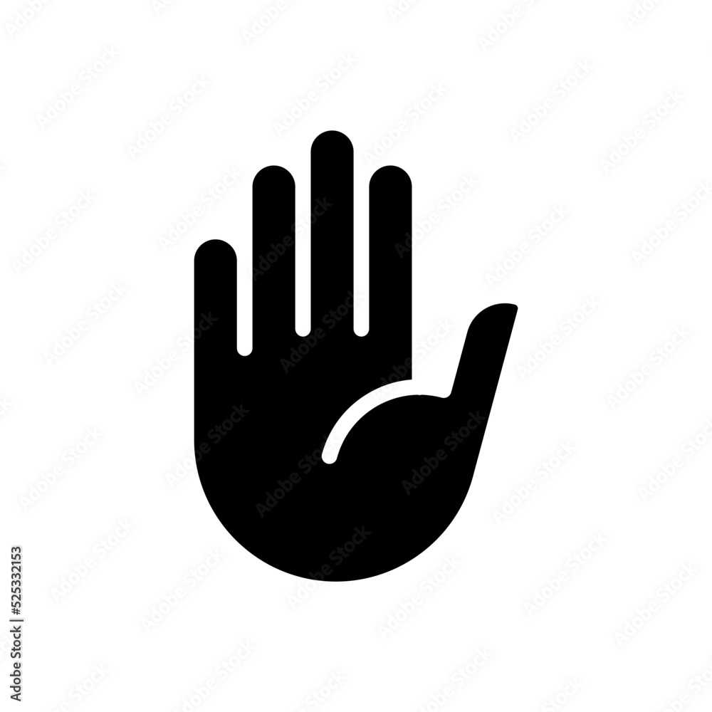 Stop gesture black glyph icon. Prohibition and restriction signal. Body ...