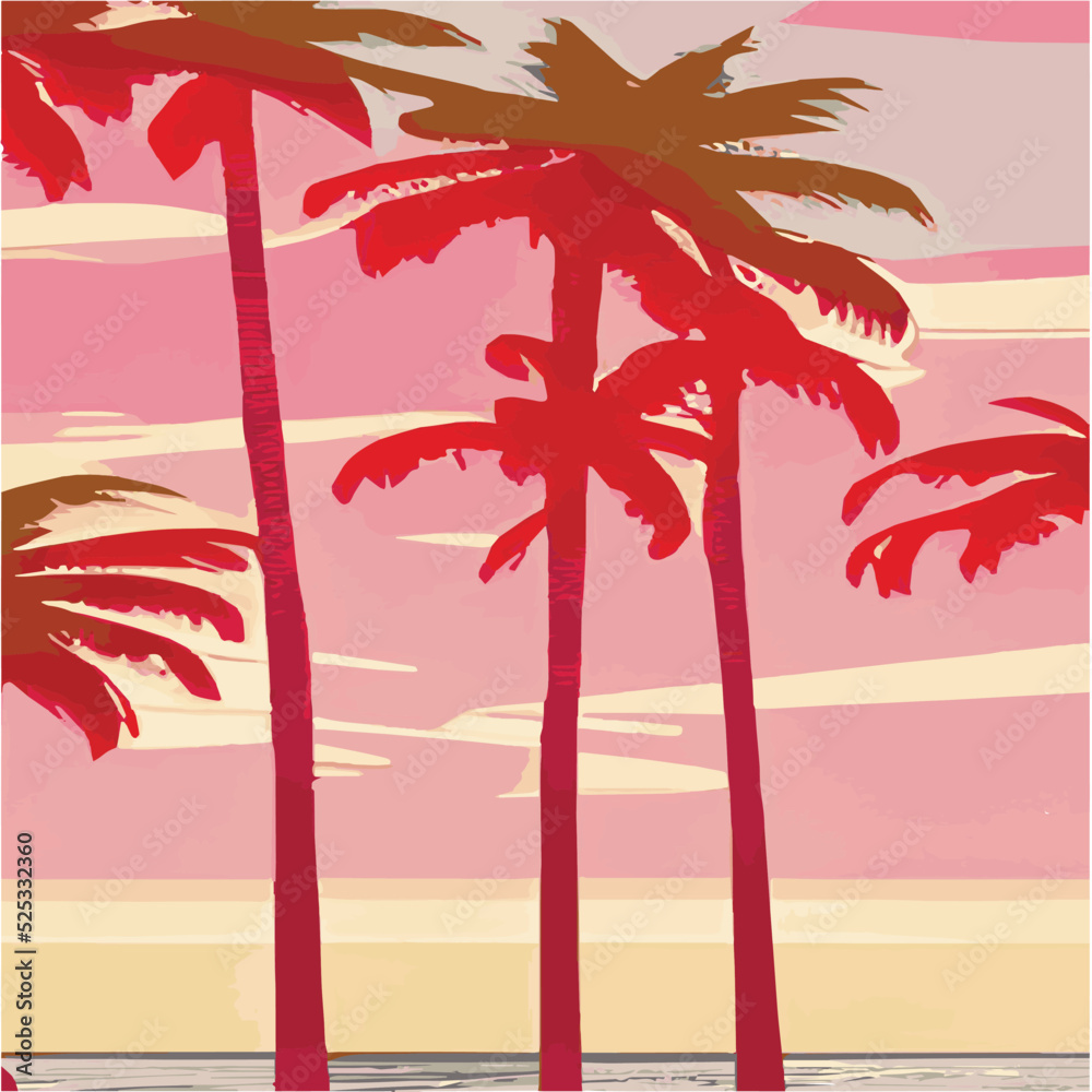 Vintage palm trees beach. Abstract background with sunny gradient. Palm ...