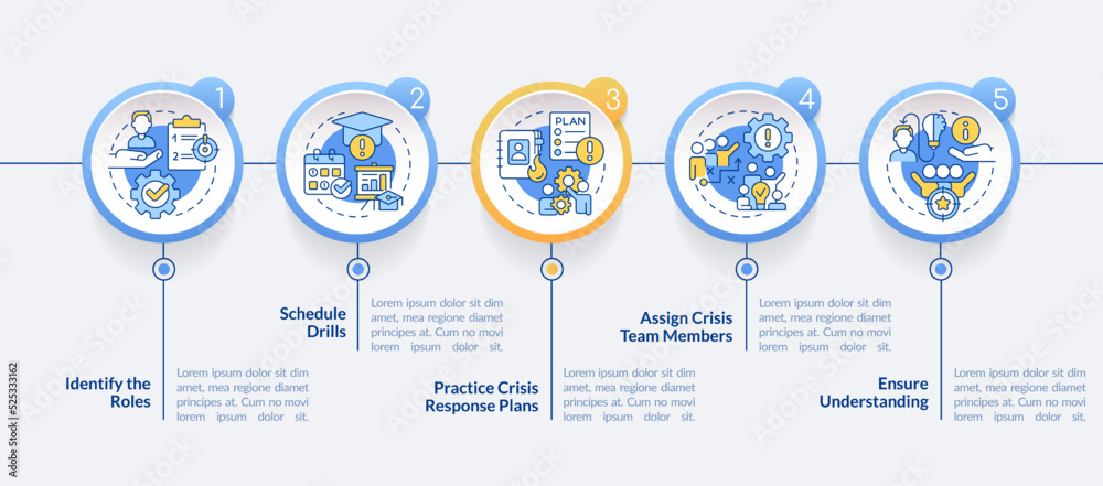 Crisis management team circle infographic template. Teamwork. Data ...