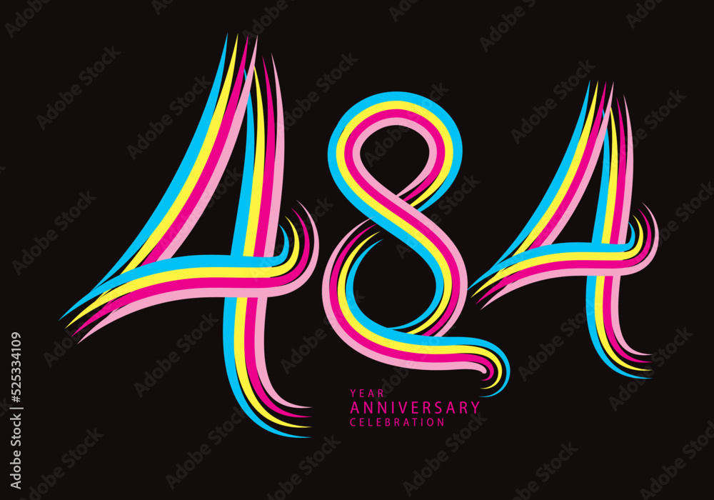 484 number design vector, graphic t shirt, 484 years anniversary ...