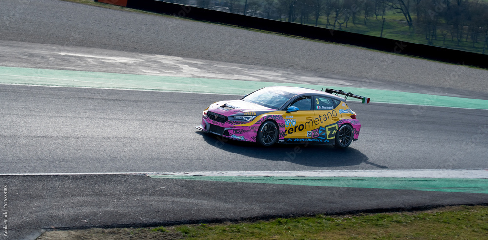 Leon Cupra racing car action on racetrack Stock Photo | Adobe Stock