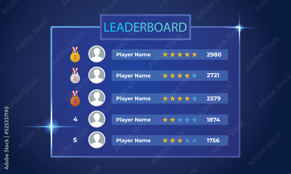 Gaming leaderboard Stock Vector | Adobe Stock