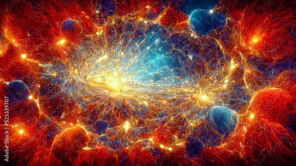Big bang cosmology. Digital Art Illustration Painting Hyper Realistic ...