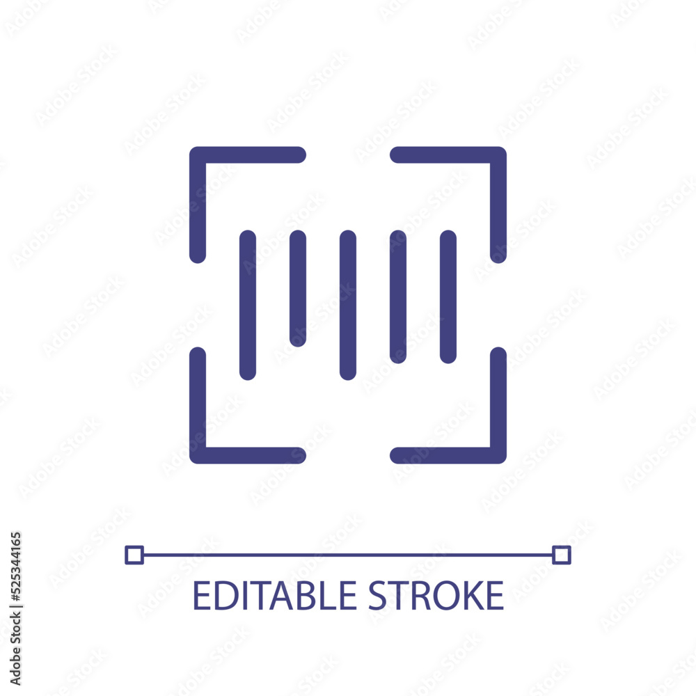 Scanning barcode pixel perfect RGB color ui icon. Inventory management ...