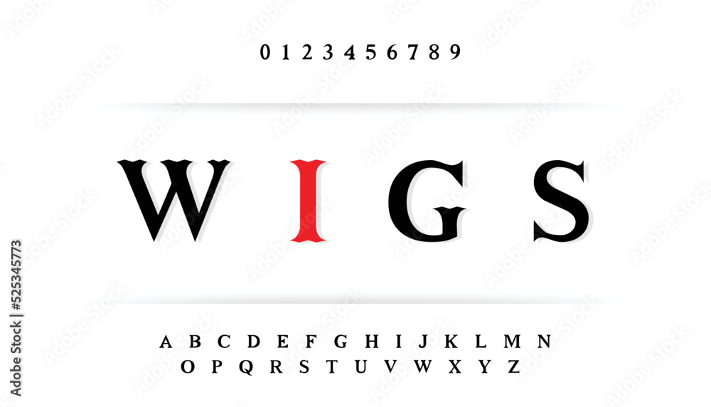 WIGS Minimal urban font. Typography with dot regular and number ...