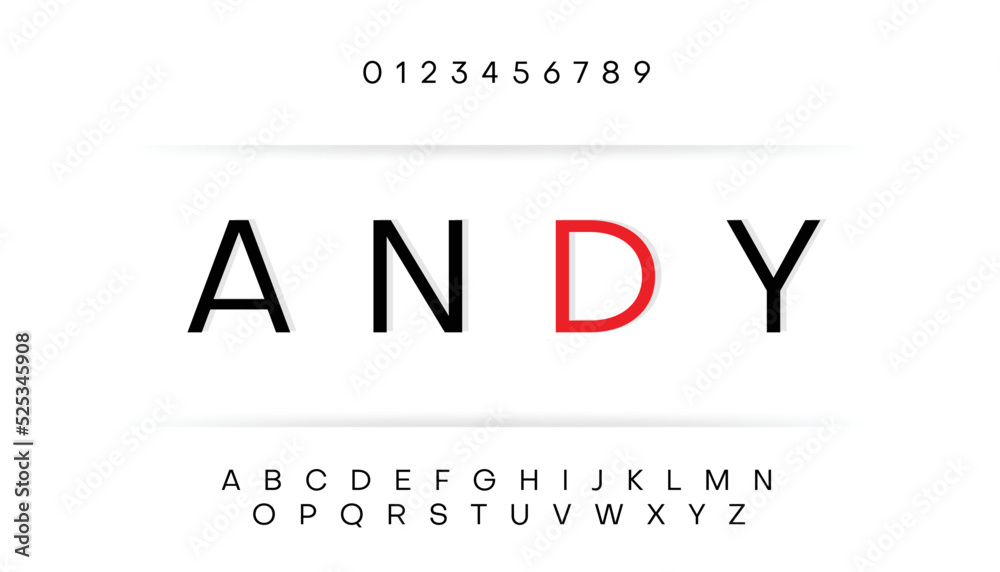 ANDY Minimal urban font. Typography with dot regular and number ...
