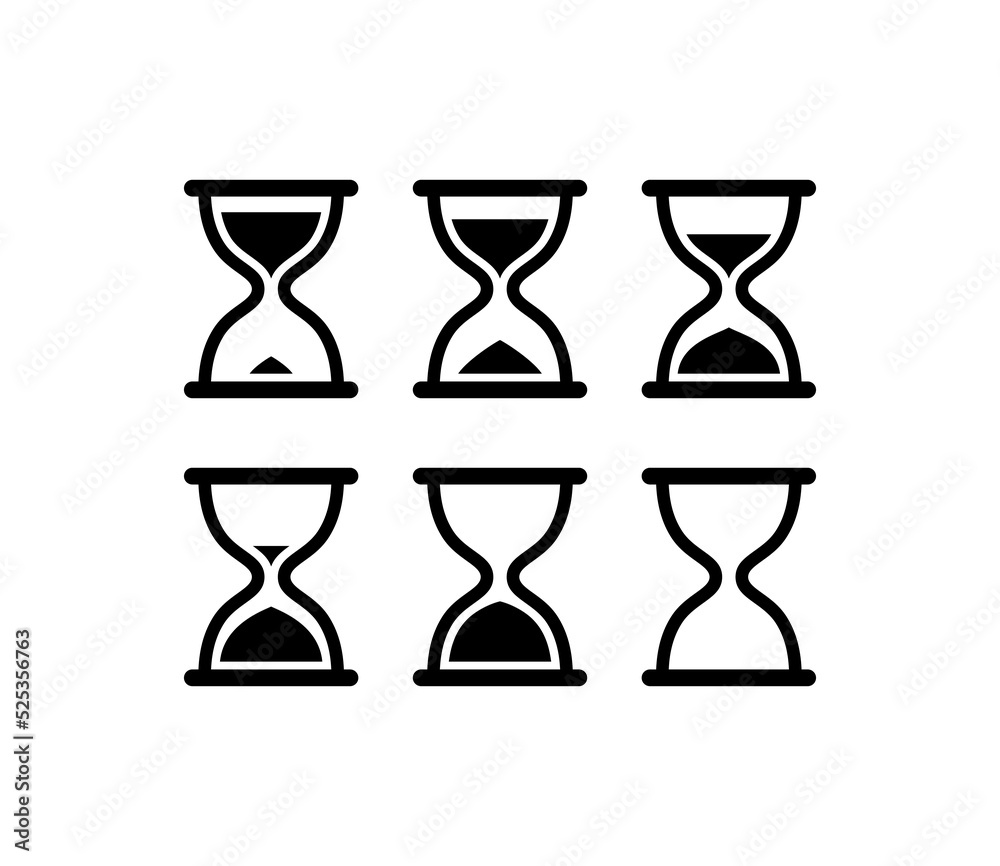 Collection of hourglass icons. Symbol of time, waiting or loading ...