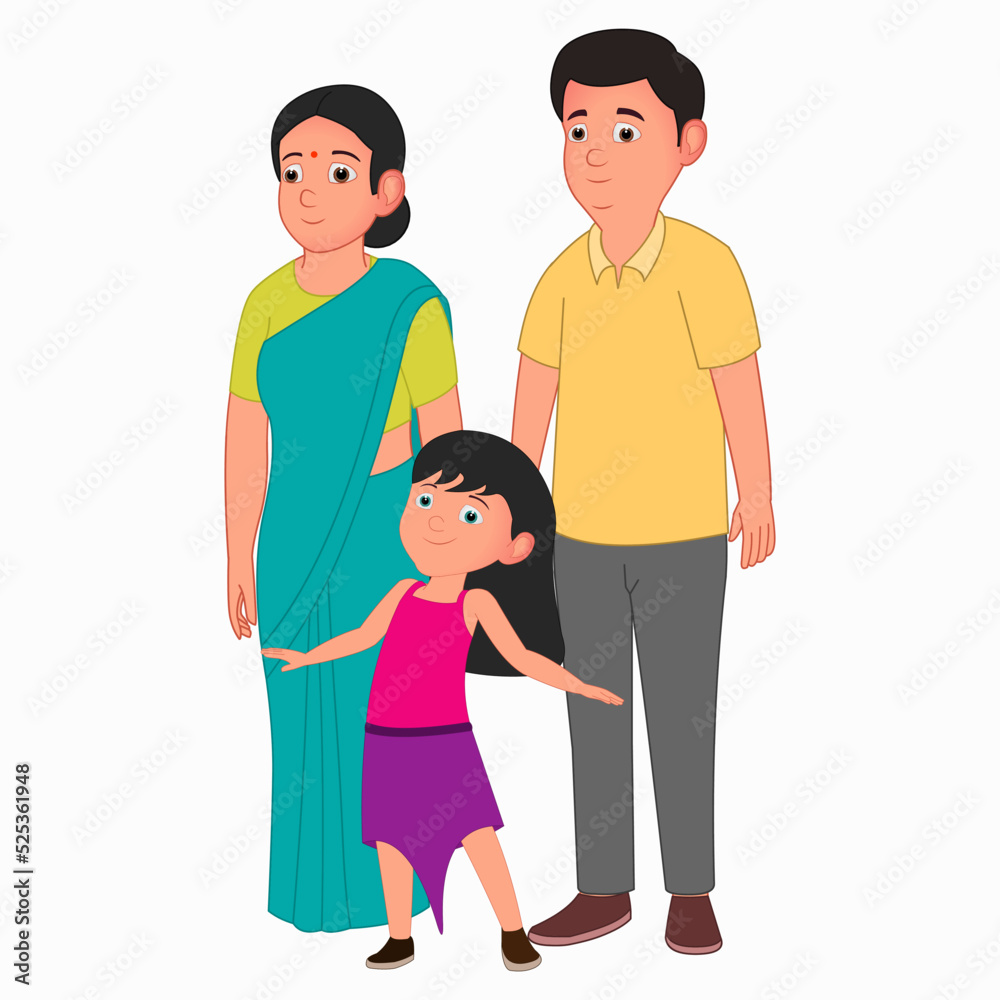 Cute little kid girl with parent, happy family, father, mother, cute ...