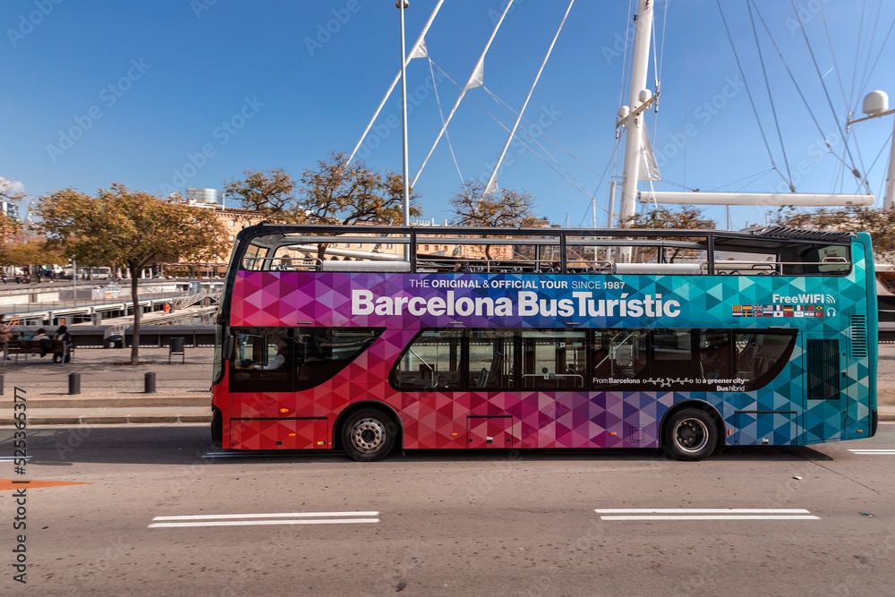 Barcelona City tour bus, Barcelona Spain Stock Photo | Adobe Stock