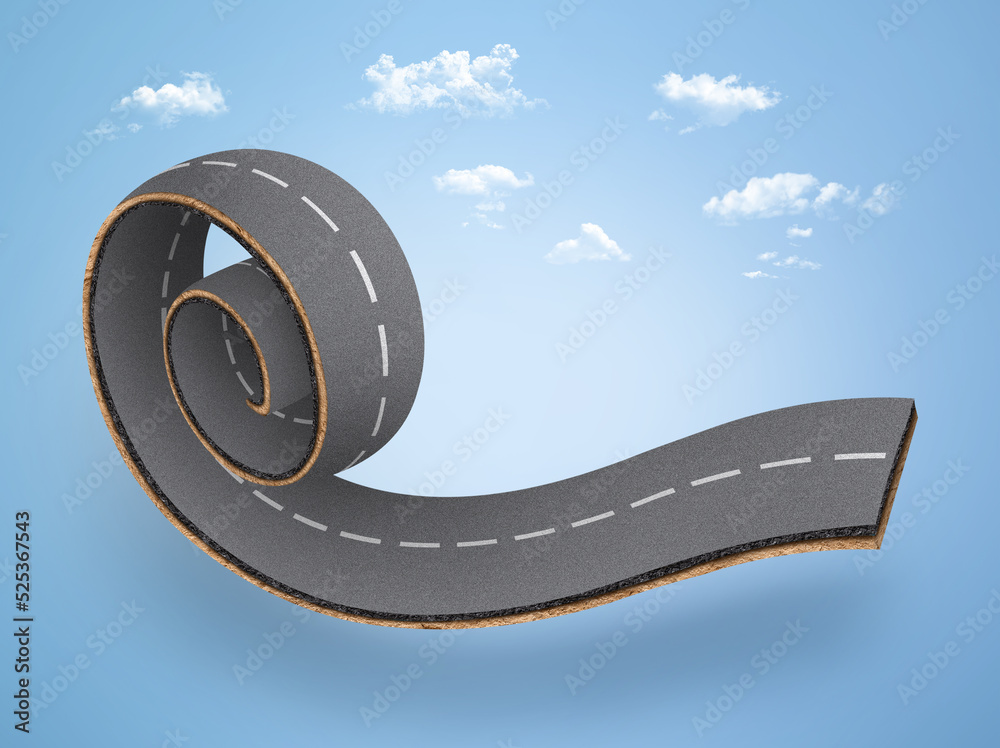 3D illustration of swirl road. creative design of bending highway road ...