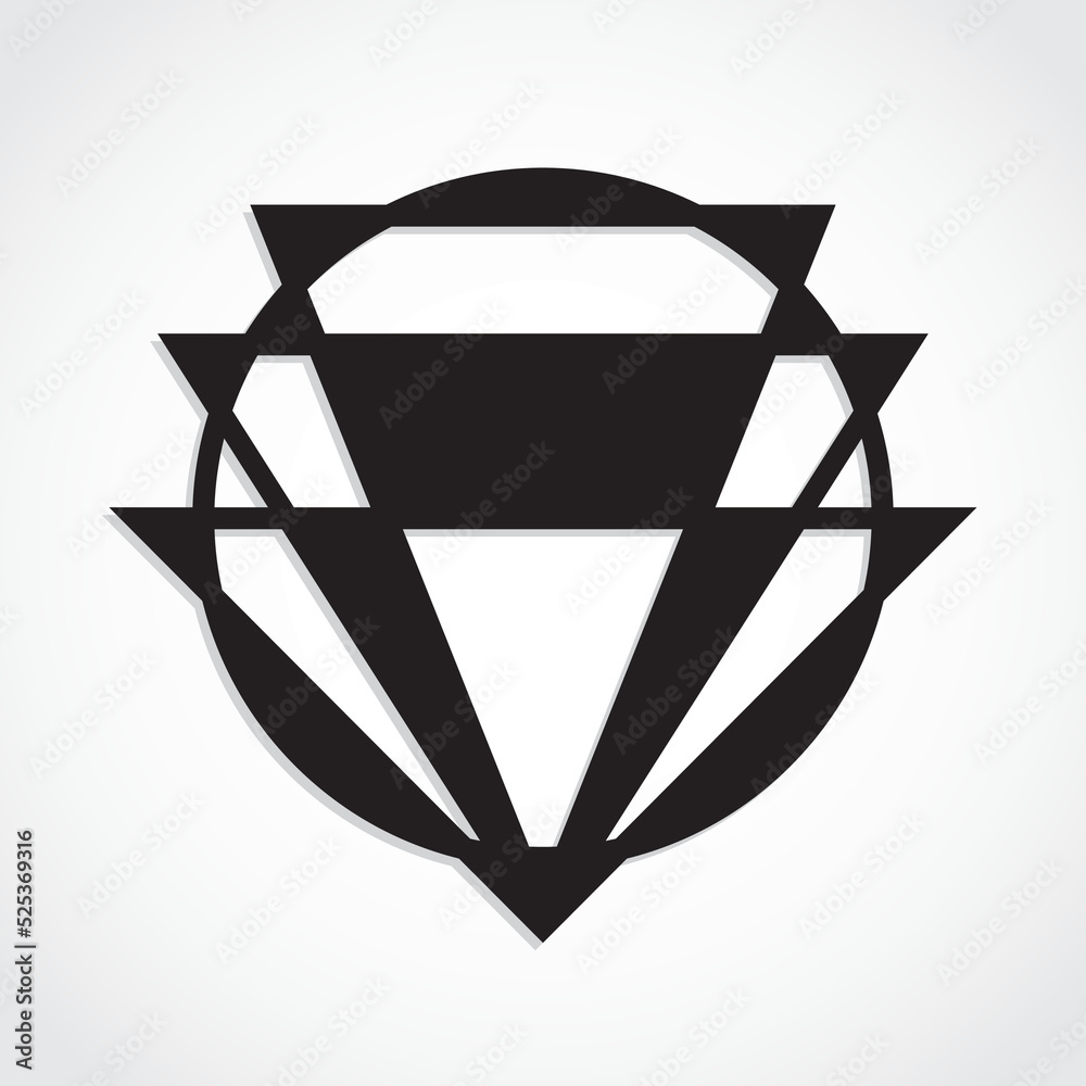 silhouette geometric symbol of circle and triangels / op art logo Stock ...