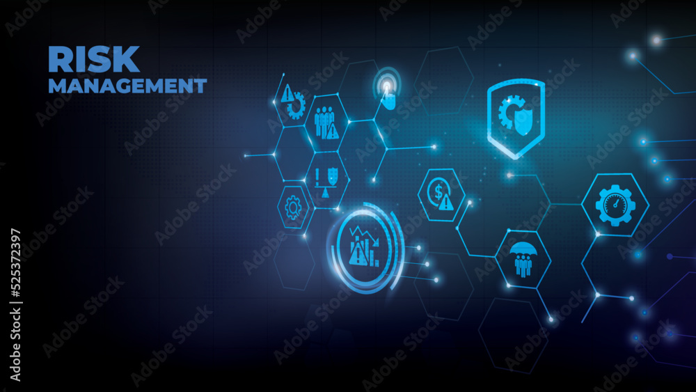Vetor de Risk management vector illustration. Concept with icons ...