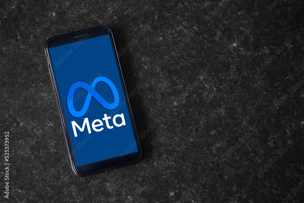 UK, Newcastle, August 21, 2022: The Meta logo on the screen of a modern ...