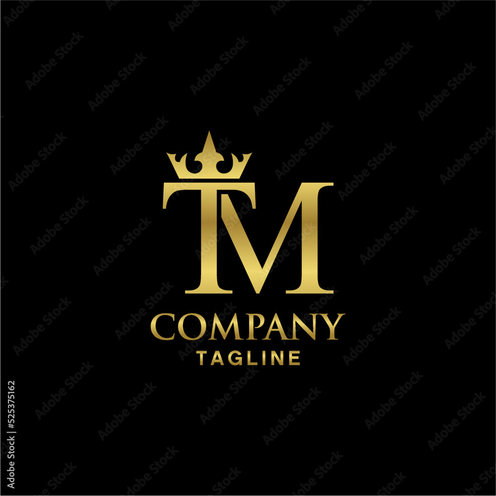 luxury letter TM crown logo design Stock Vector | Adobe Stock