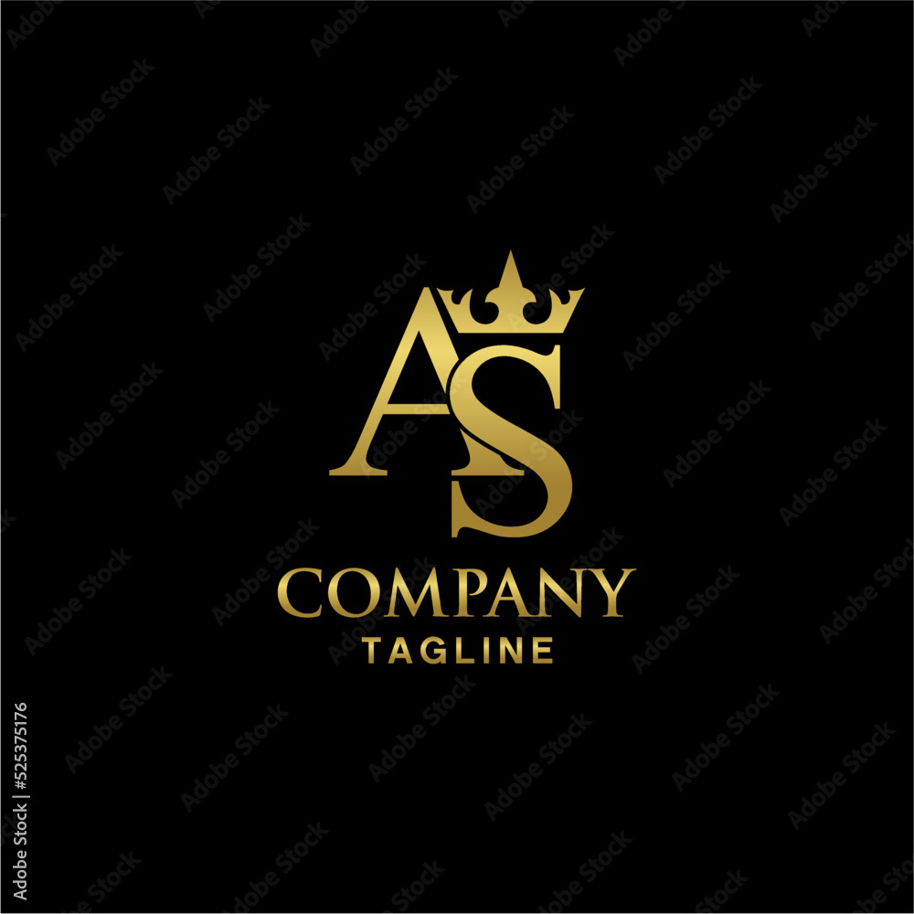 luxury letter AS crown logo design Stock Vector | Adobe Stock