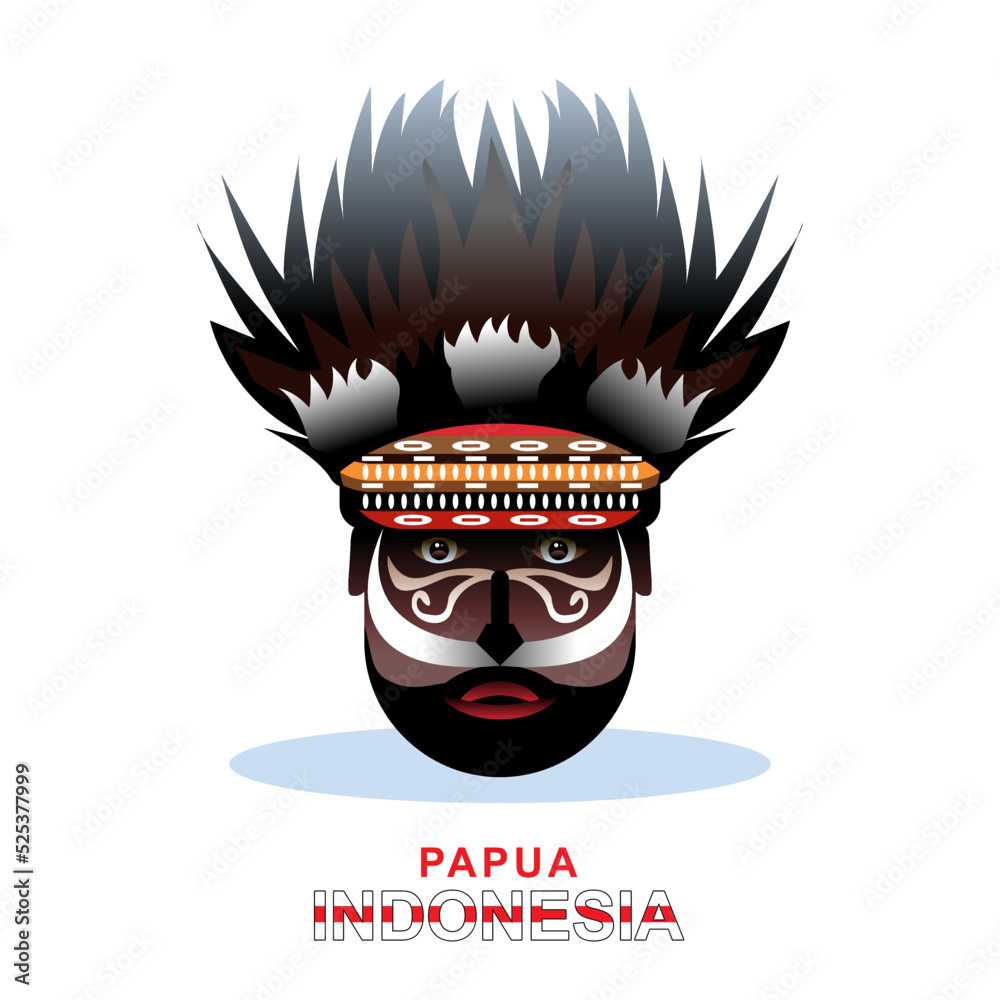 Papuan traditional clothing face vector illustration Stock Vector ...
