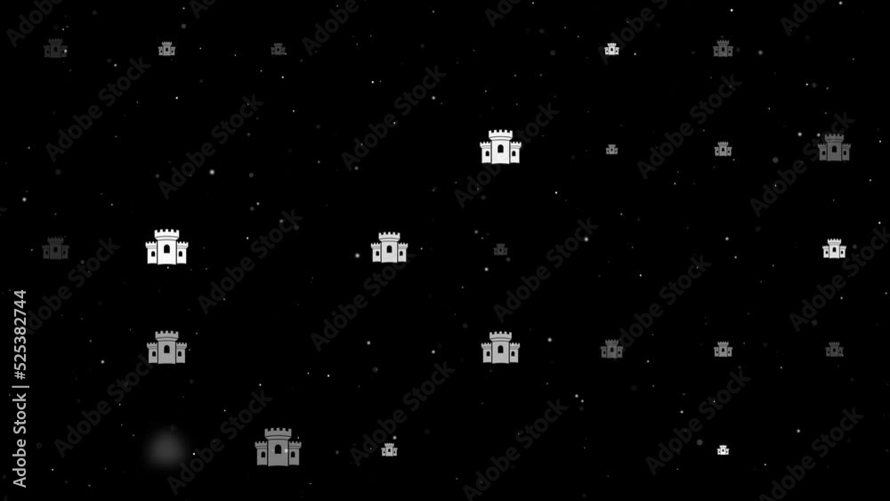 Template animation of evenly spaced castle symbols of different sizes ...