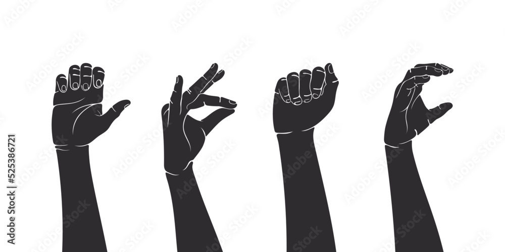 Hands signs. Hands various gestures. Teamwork hands, voting hands ...