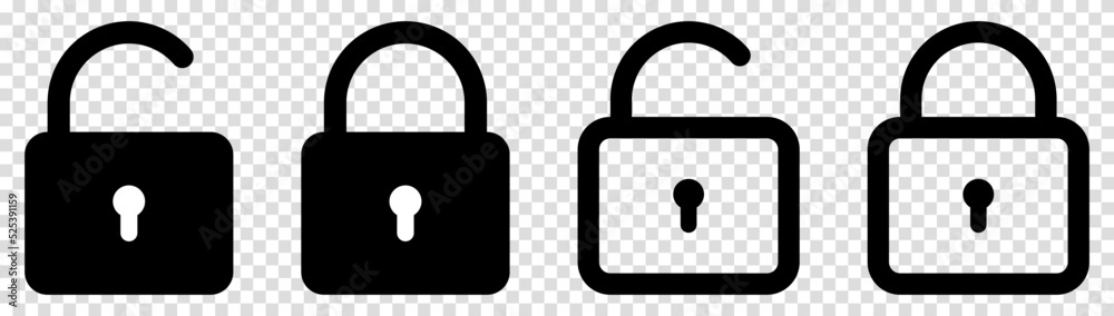 Lock icons. Locked and unlocked icons. Flat and line art style ...