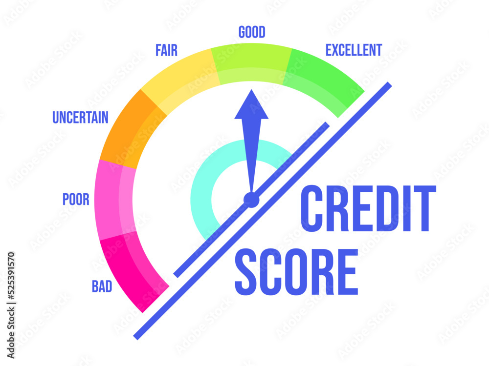 Good credit score. Credit rating indicator with a direction arrow from ...