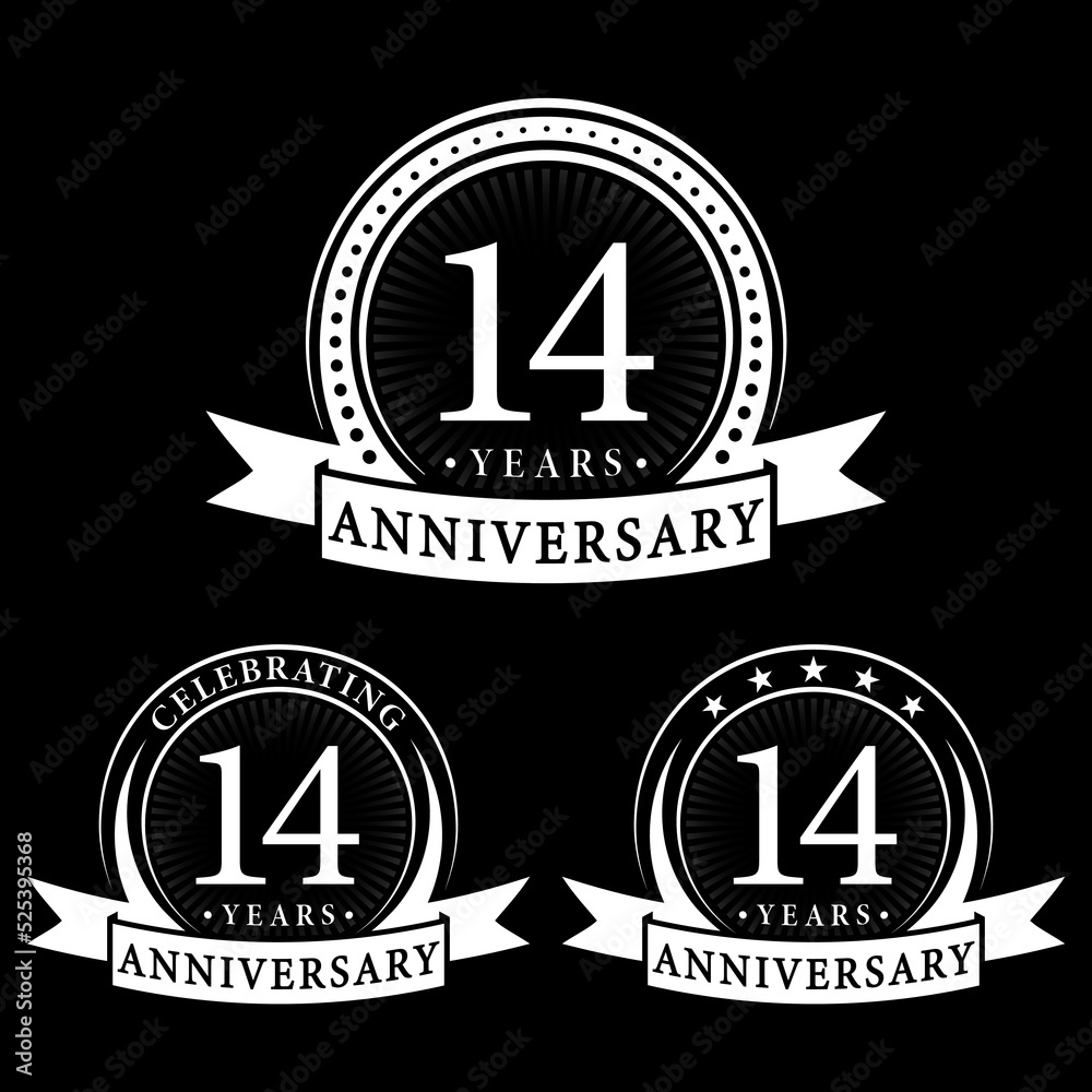 14 years anniversary logo collections. Set of 14th Anniversary logotype ...
