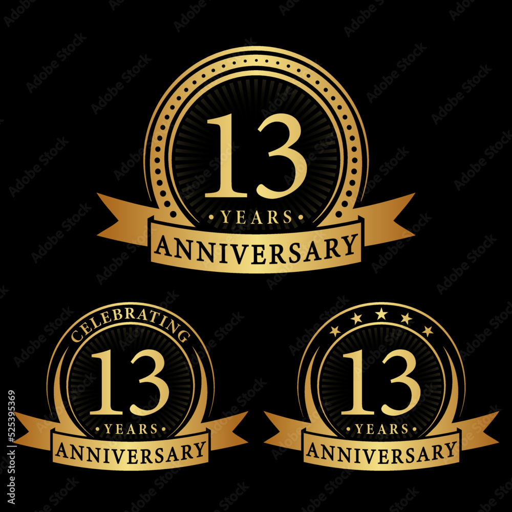 13 years anniversary logo collections. Set of 13th Anniversary logotype ...